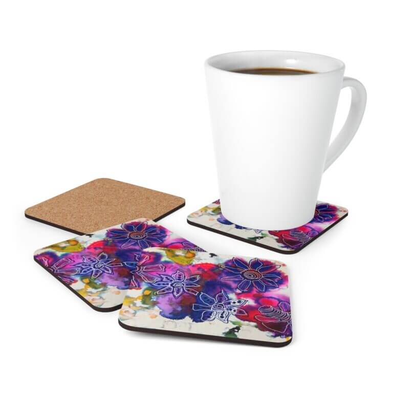 A Burst of Energy - 4 Coaster Set - Flower Prints